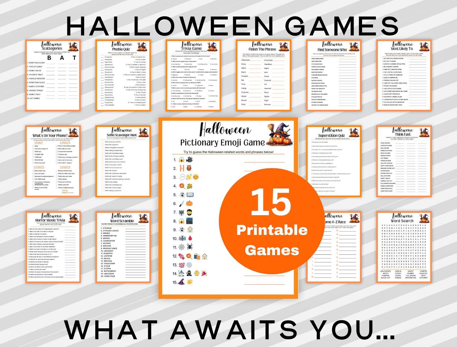Office Halloween Games Bundle Printable Classroom Activity Fun Girls ...