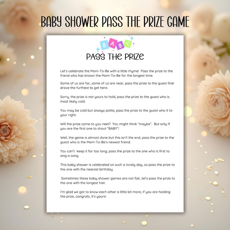 Pass the Prize Baby Shower Game Activity for All Baby Shower Themes - Etsy