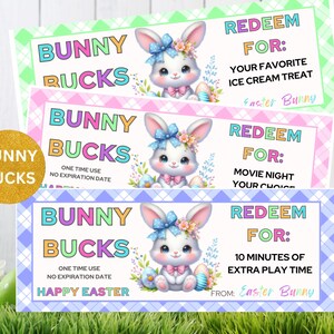 Easter Bunny Bucks, Bunny Money, Editable Reward Certificate, Fun Egg ...