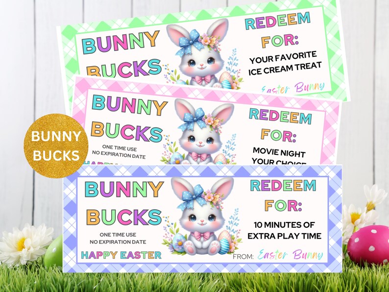 Easter Bunny Bucks Printable, Customizable Reward Coupons for Kids ...