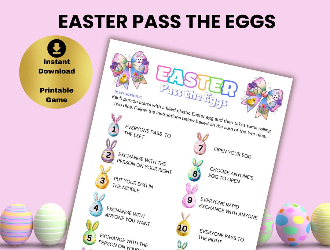 Pass the Egg, Easter Dice Game, Pass the Prize, Fun Left Right Game - Etsy
