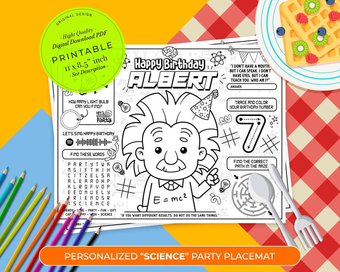 Science Party Favor | Science Birthday Theme Activity Sheet | Science ...