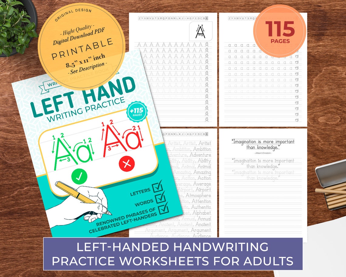 Left Handed Handwriting Practice Worksheets for Adults | Trace & Write ...