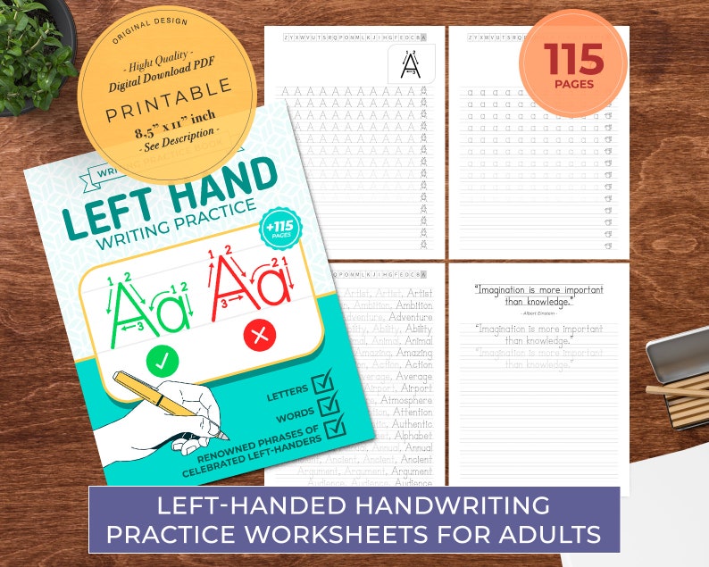 Left Handed Handwriting Practice Worksheets for Adults | Trace & Write ...