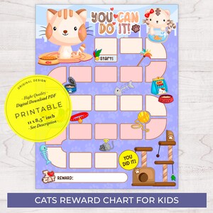 Printable Cat Reward Chart | Potty Training Chart | Kids Reward Chart ...