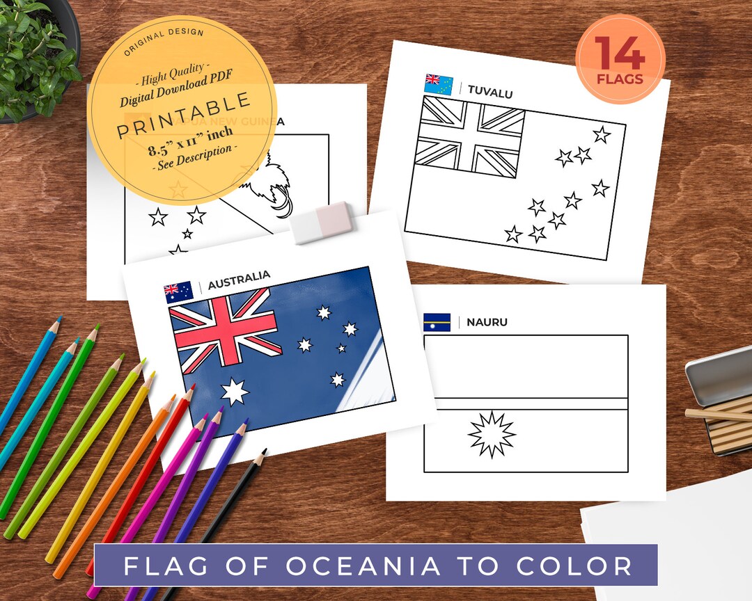 OCEANIA Flags Coloring Pages,flags of the Oceania Continent Coloring ...