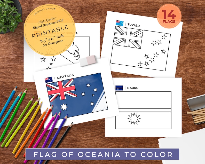 OCEANIA Flags Coloring Pages,flags of the Oceania Continent Coloring ...