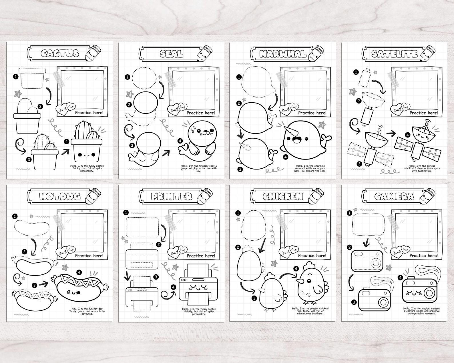 How to Draw Cute Stuff Step by Step | 85 Cute Cartoons | Printable ...