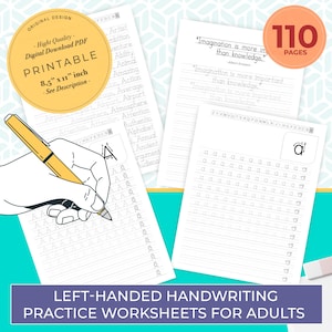 Left Handed Handwriting Practice Worksheets for Adults Trace & Write ...