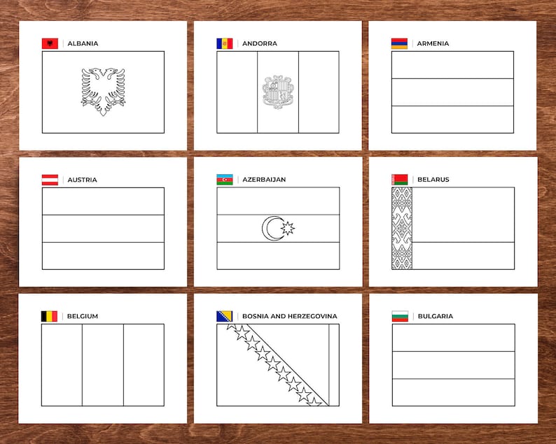 Europe Flags Coloring Pages,flags of the Europe Continent Coloring Book ...