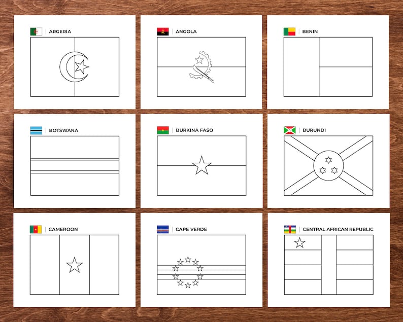 Africa Flags Coloring Pages,flags of the Africa Continent Coloring Book ...