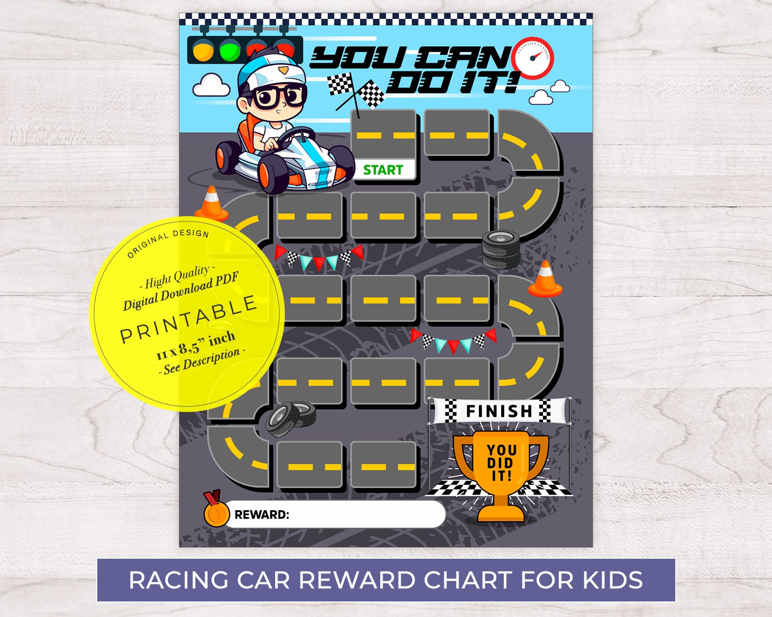 Printable Racing Car Reward Chart | Cars Kids Behavior Chart | Instant ...