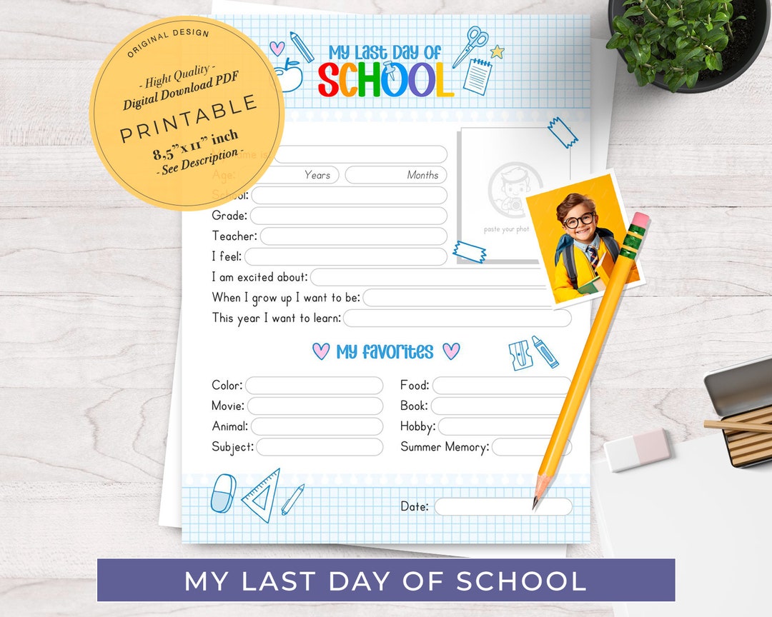Last Day of School, School Keepsake, First and Last Day of School ...