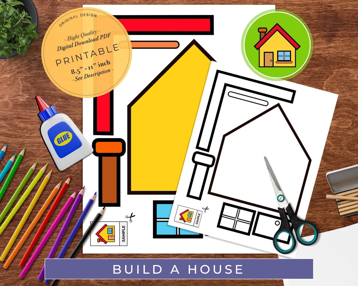 House Printable Craft | Preschool Printable | Build a House Activity ...
