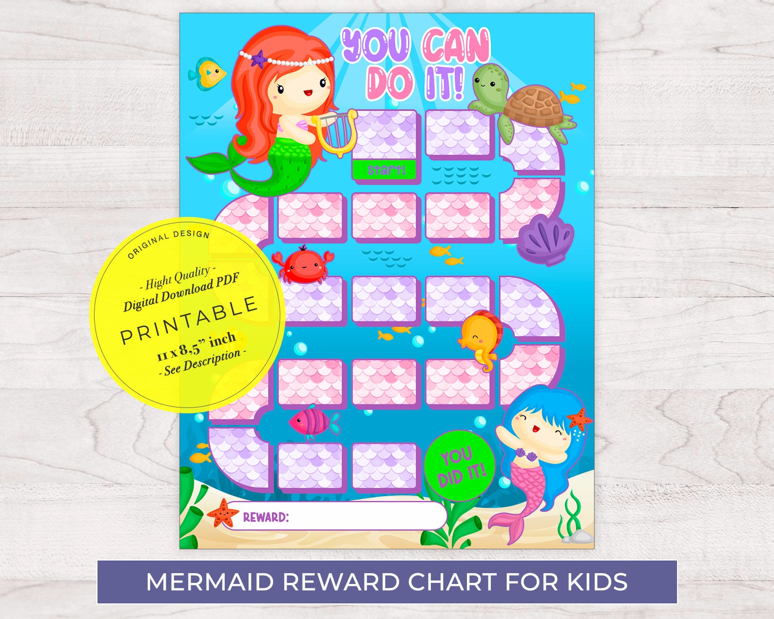 Mermaid Reward Chart for Kids | Printable Mermaid Reward Chart ...