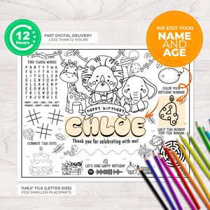 Jungle Birthday Party Activity Sheet | Zoo Animal Party Favor | Safari ...