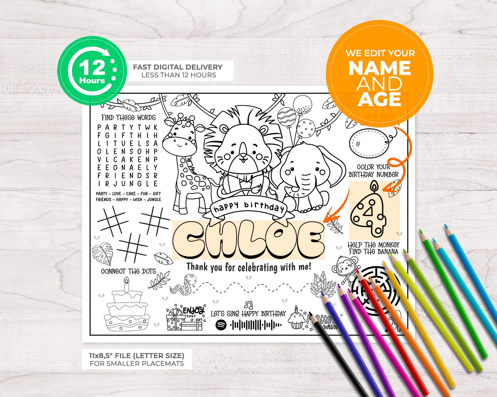 Jungle Birthday Party Activity Sheet | Zoo Animal Party Favor | Safari ...