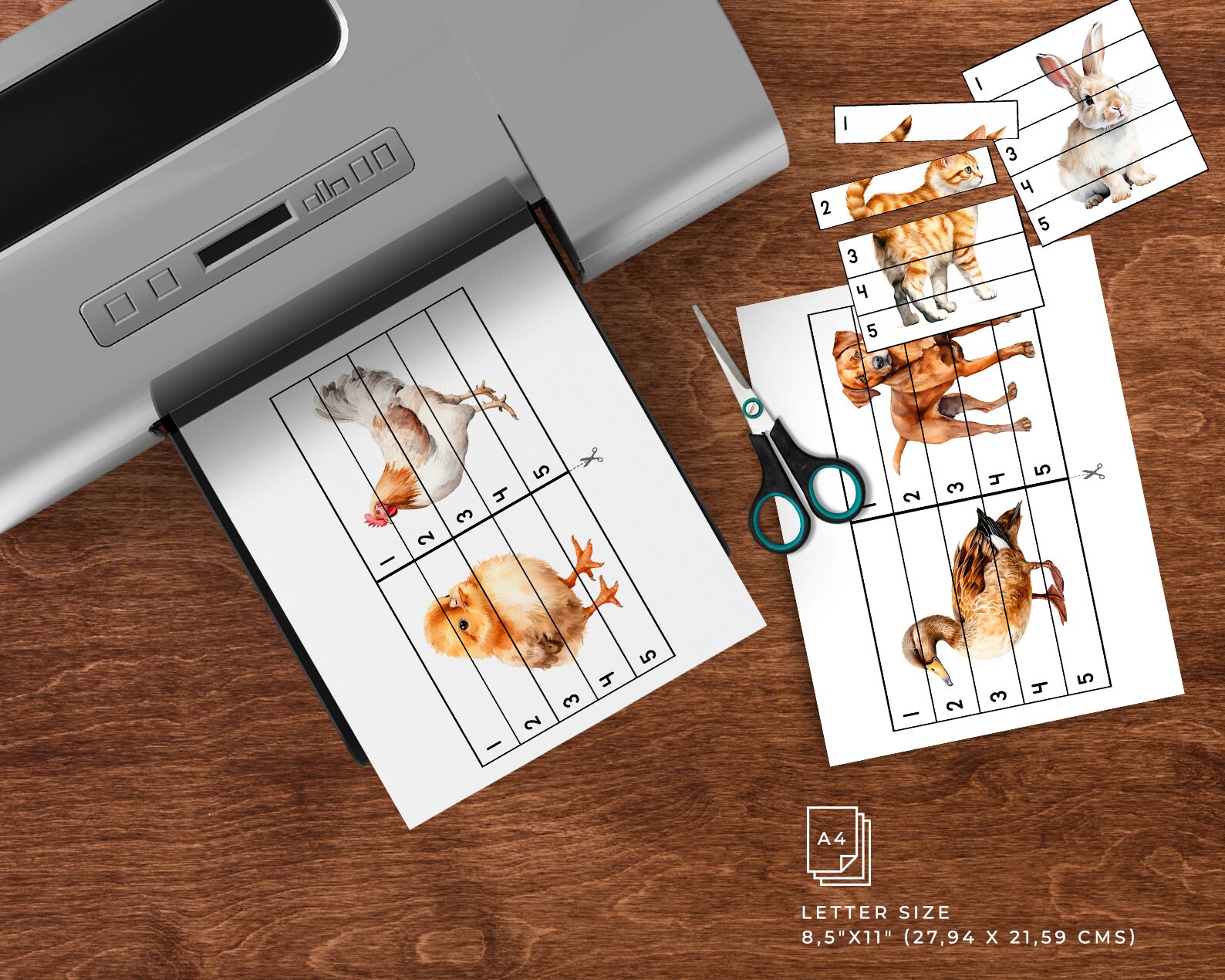 Farm Animals Puzzle Number Sequence 1-5, Montessori Toddler Printable ...