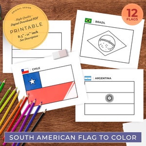 SOUTH AMERICA FLAGS Coloring Pages, Americas Flags Coloring Book ...