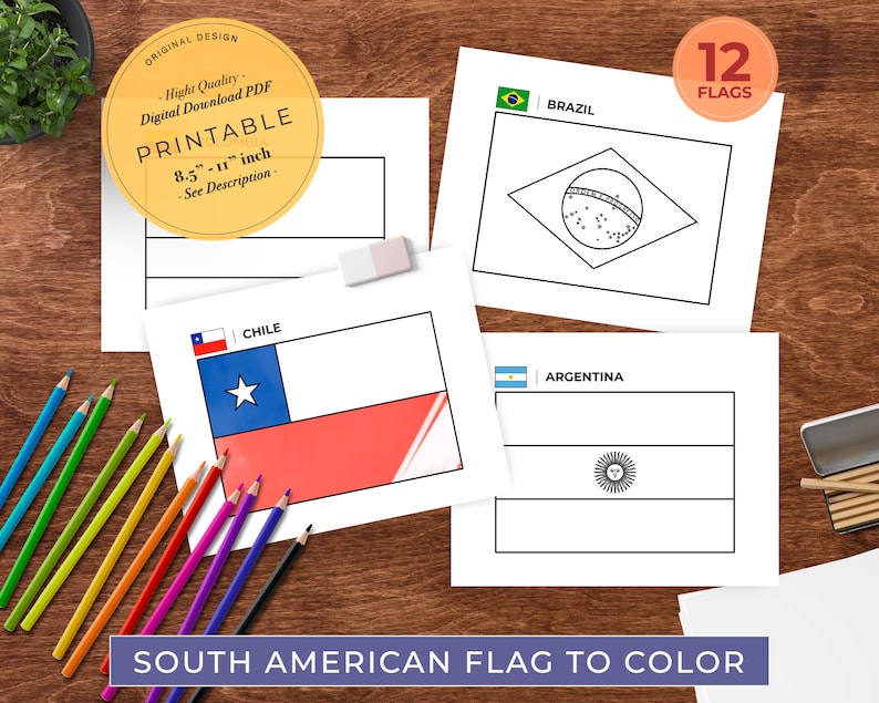SOUTH AMERICA FLAGS Coloring Pages, Americas Flags Coloring Book ...