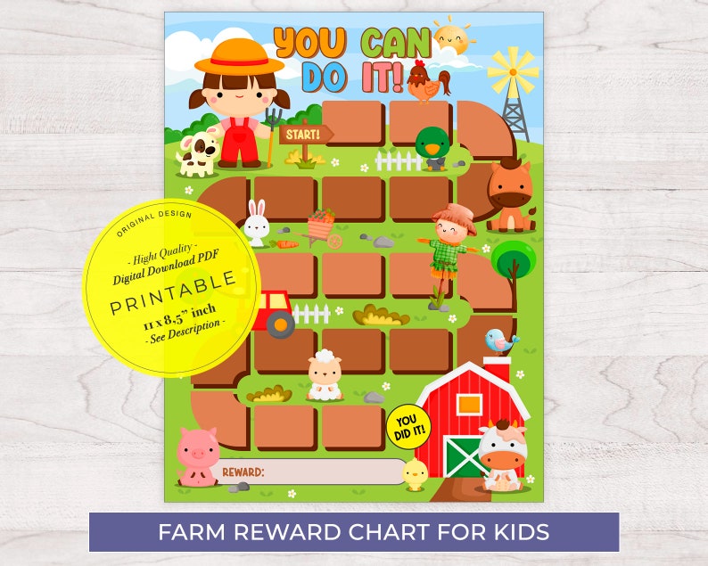 Farm Reward Chart | Printable Farm Kids Behavior Chart | Potty Training ...