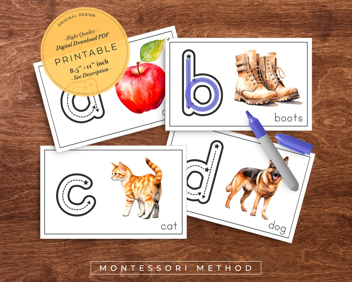 Montessori Cards for Toddlers, Printing Primer Cards, Lowercase Edition ...