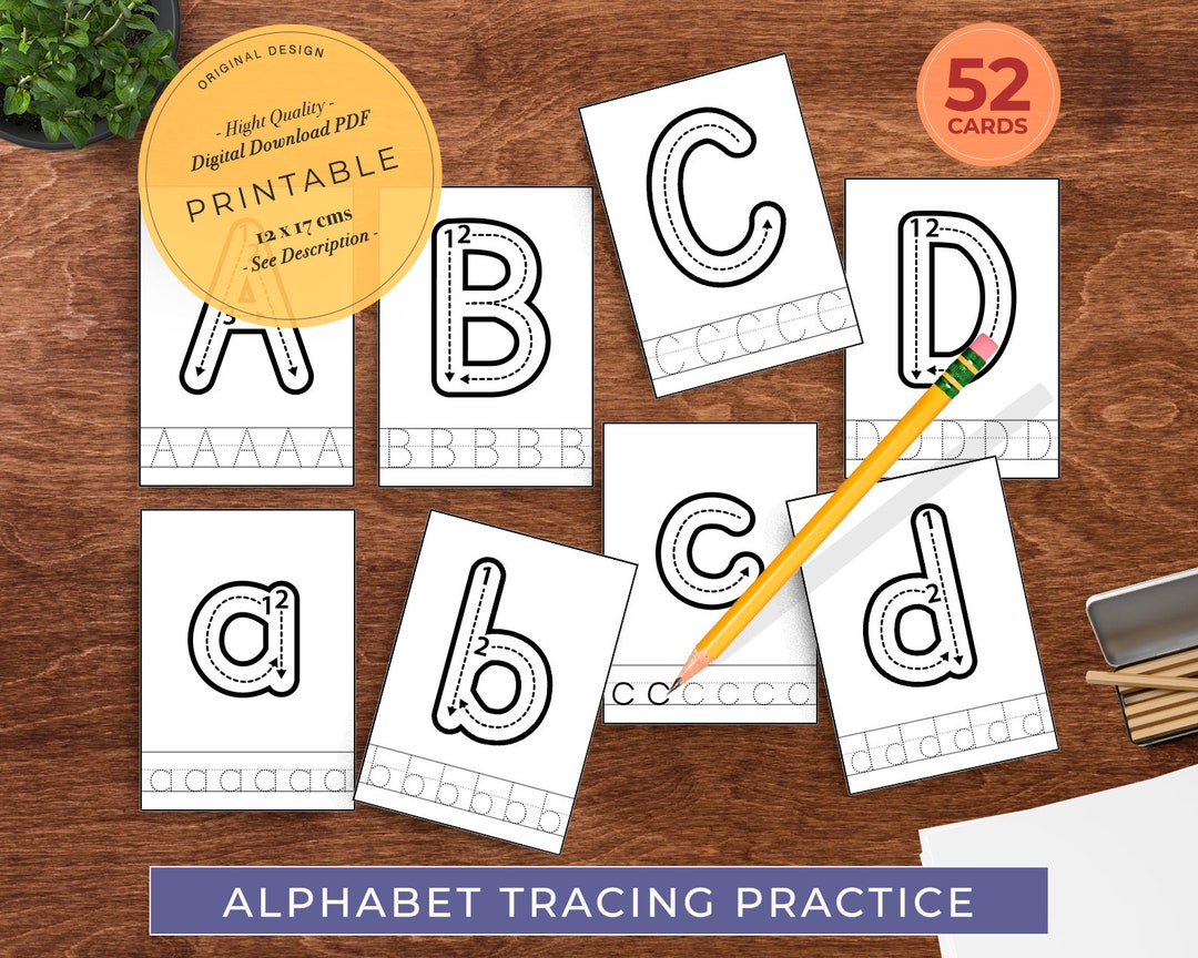 ALPHABET TRACING Practice, Letters Formation, Montessori Flashcards ...