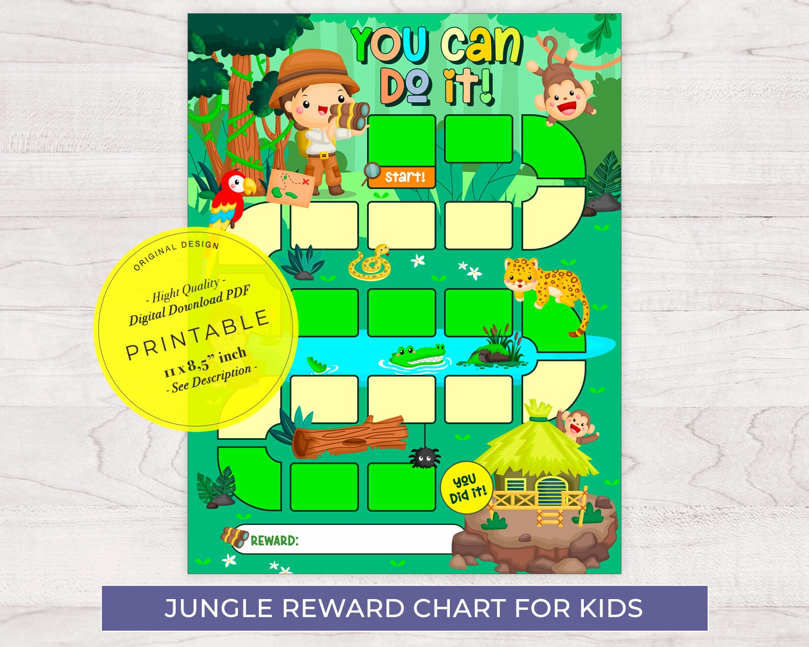 Jungle Reward Chart | Printable Safari Kids Behavior Chart | Potty ...