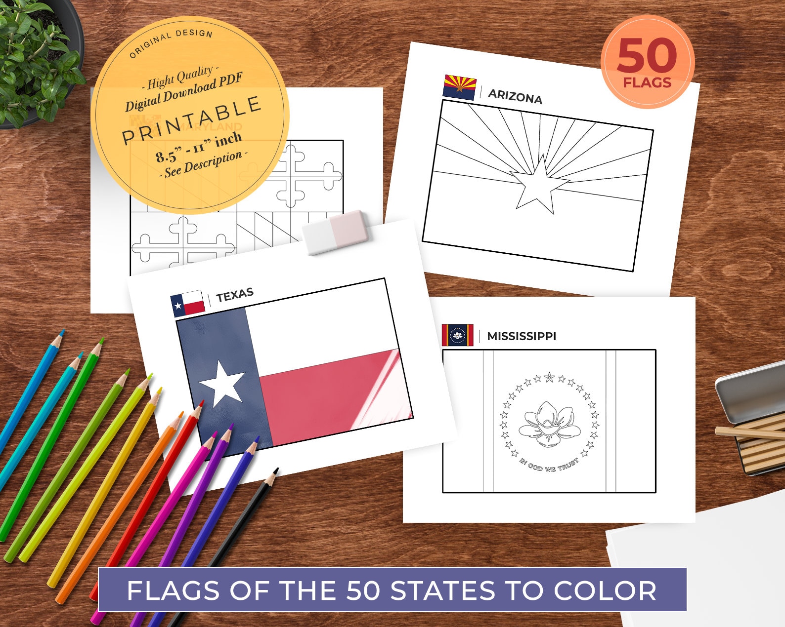US State Flags Coloring Pages, USA State Flags, Homeschool Geography ...