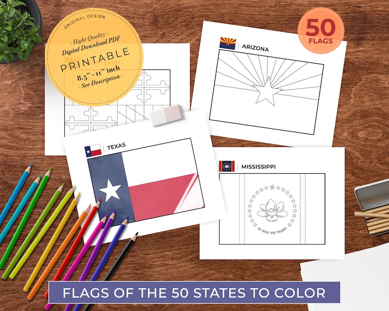 US State Flags Coloring Pages, USA State Flags, Homeschool Geography ...