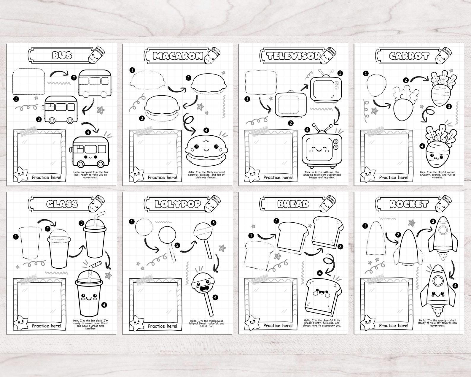 How to Draw Cute Stuff Step by Step | 85 Cute Cartoons | Printable ...