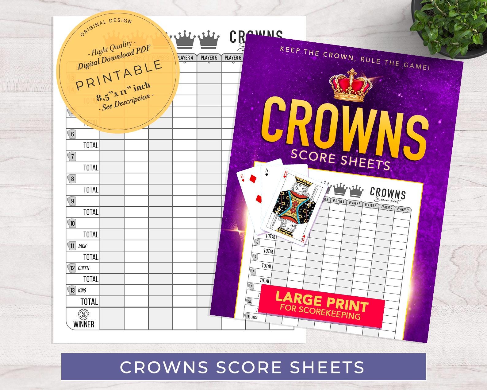 Five Crowns Score Sheet | Printable 5 Crowns Score Card | 5 Crowns ...