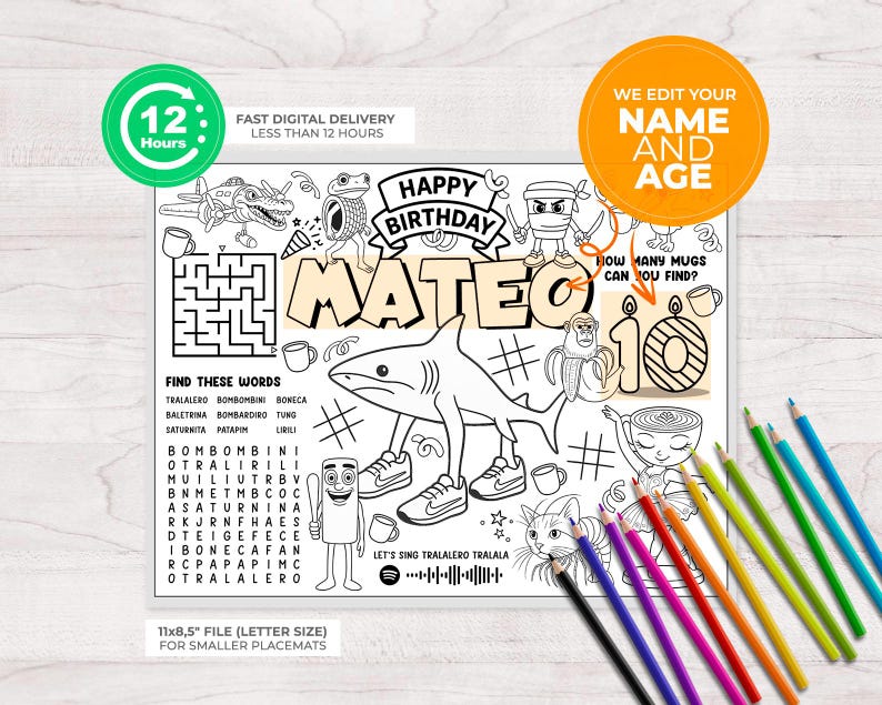 Tralalero Tralala Italian Brainrot Birthday Party Favor | Party ...