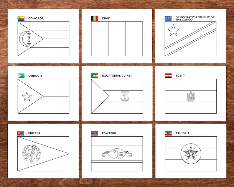 Africa Flags Coloring Pages,flags of the Africa Continent Coloring Book ...