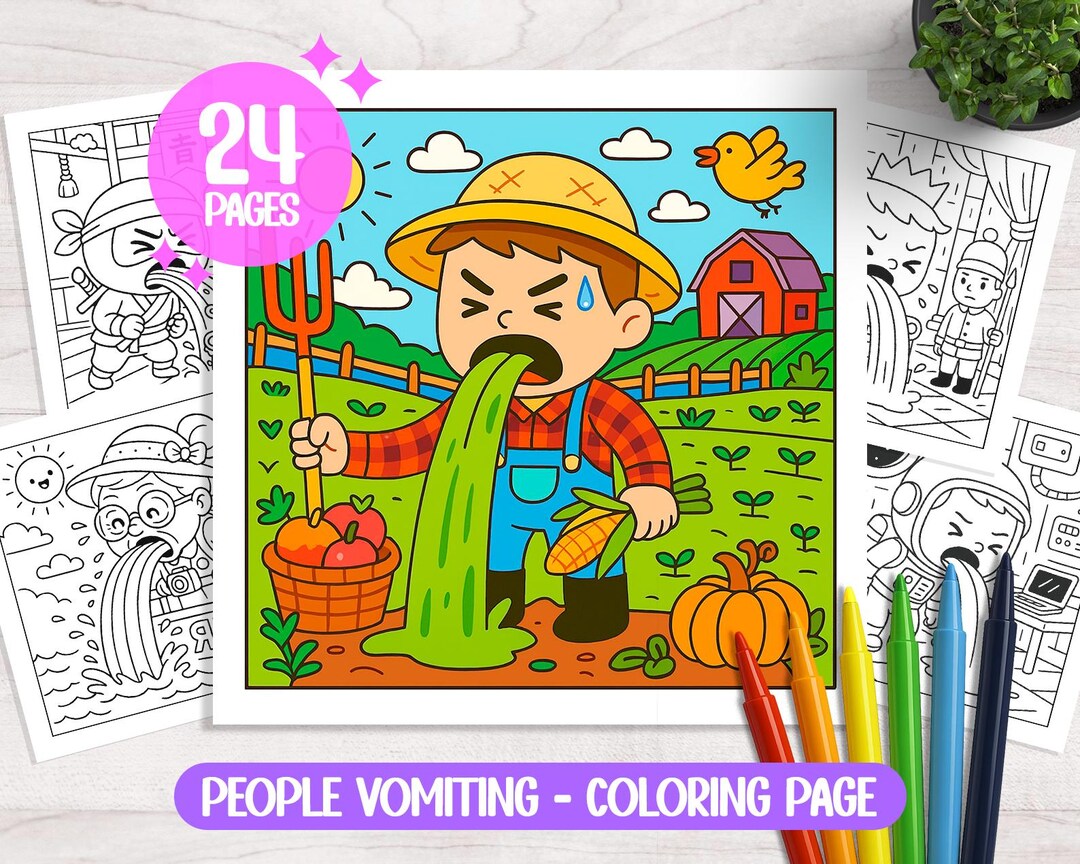 Vomit Coloring Pages, Adult Humor Coloring, Crazy Scenes Coloring, Dark ...