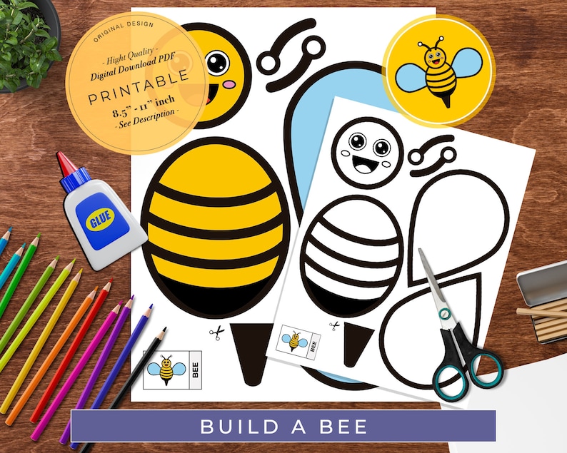Build a Bee Spring Activity for Kids - Bee Printable Craft - Preschool ...
