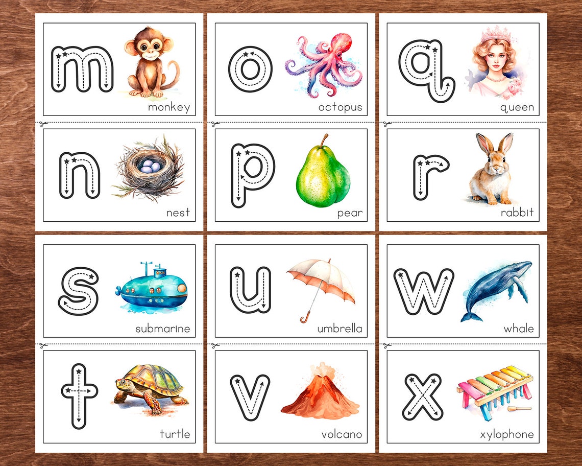 Montessori Cards for Toddlers, Printing Primer Cards, Lowercase Edition ...