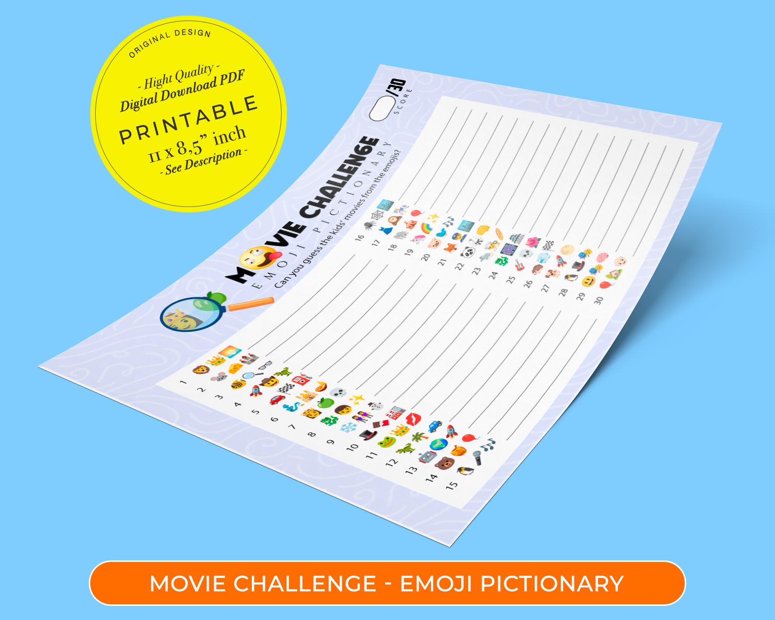 Emoji Pictionary Movies | Printable Emoji Pictionary Game | Cartoons ...