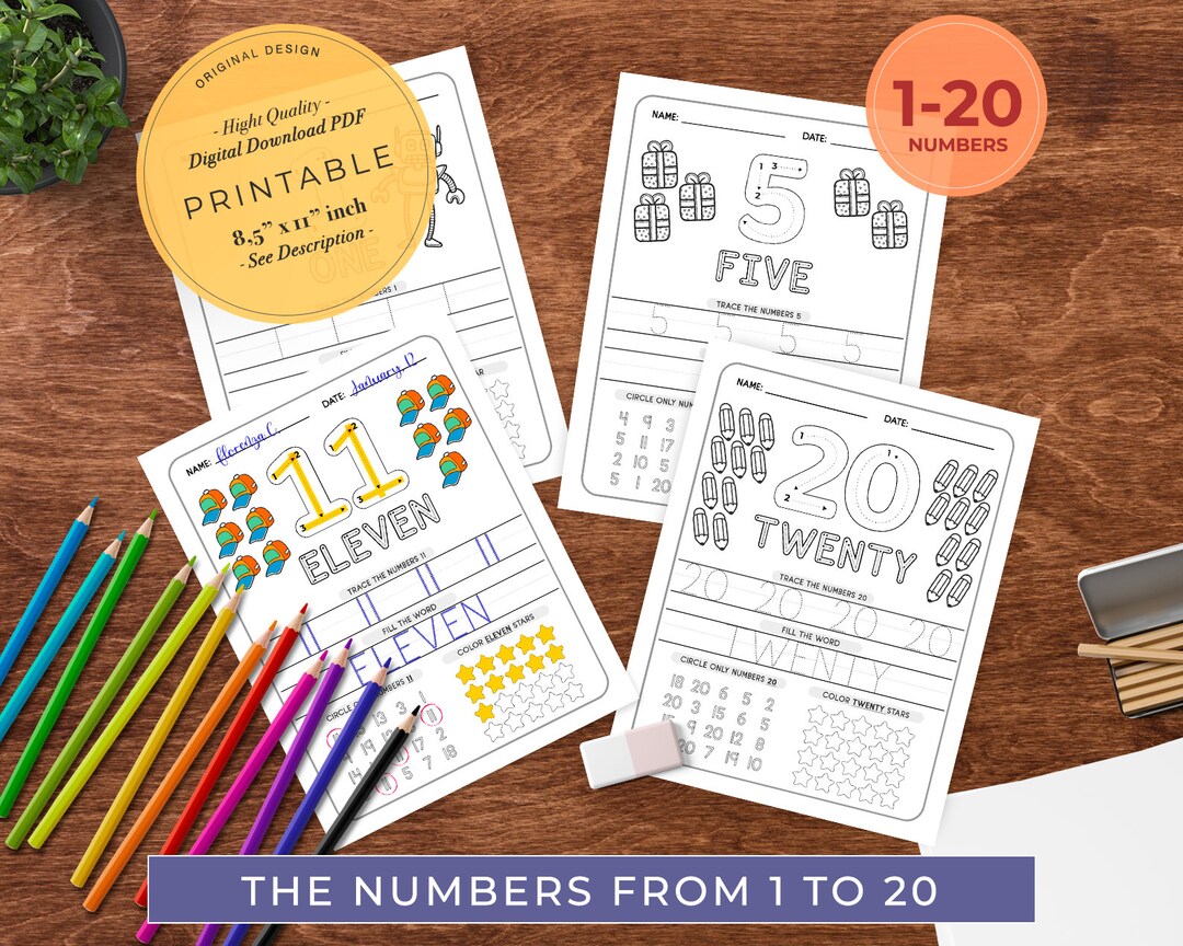 Count 1-20, Number Tracing, Number Recognition, 20 Number Tracing ...