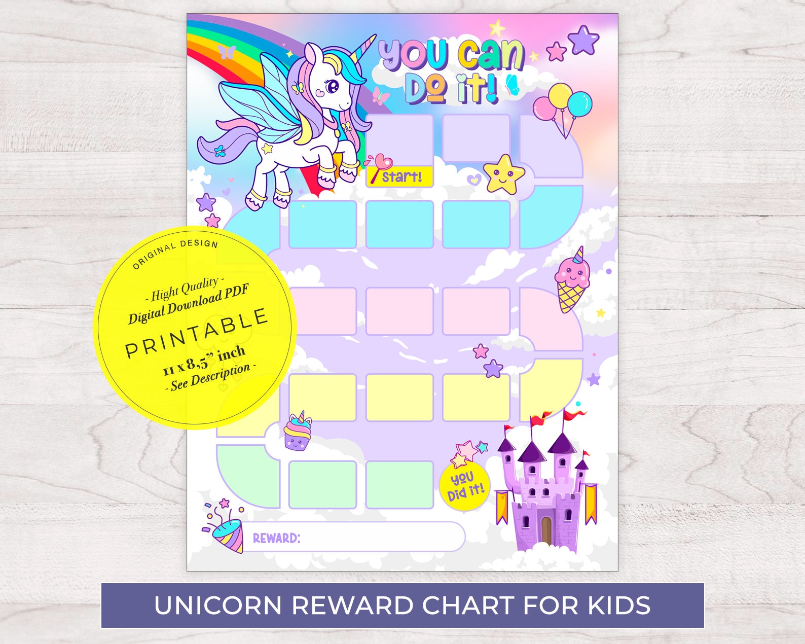 Unicorn Reward Chart | Daily Chore Chart | Kids Routine Sticker Chart ...