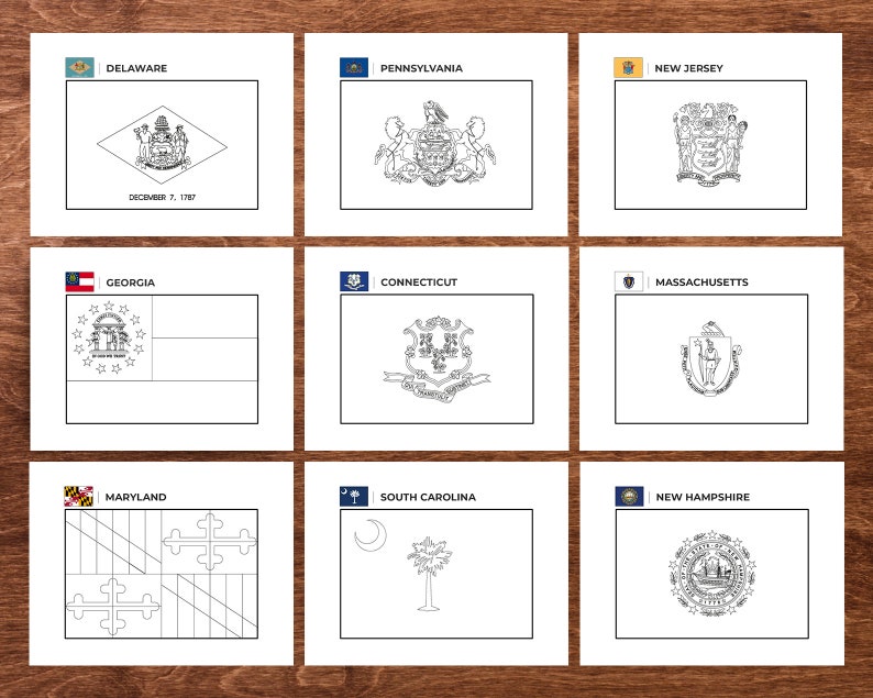 US State Flags Coloring Pages, USA State Flags, Homeschool Geography ...