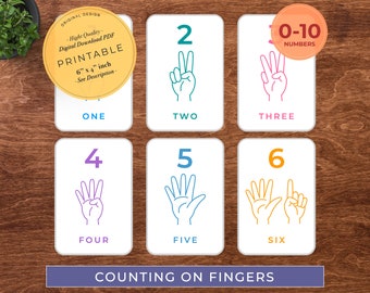 Printable Finger Number Flash Cards, Counting 1-10, Learning, Homeschool, Classroom, Material ...