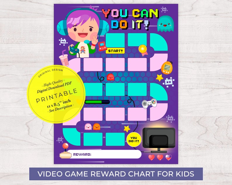 Video Game Reward Chart | Printable Gamer Behavior Chart | Kids Daily ...
