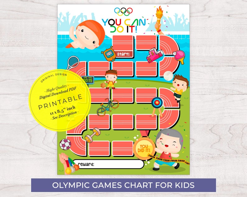 Olympic Games Reward Chart Daily Chore Chart Kids Routine Sticker Chart ...