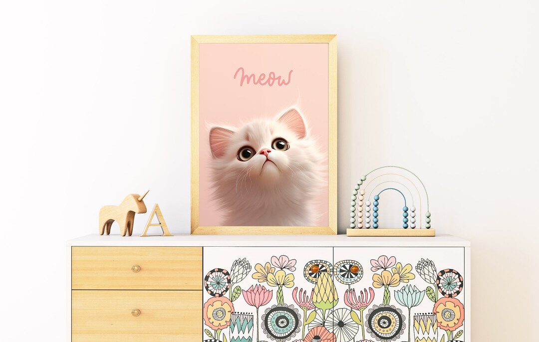 Cute Cat Posters for Wall, Cat Printable Poster, Catlover, Pink, Cute ...