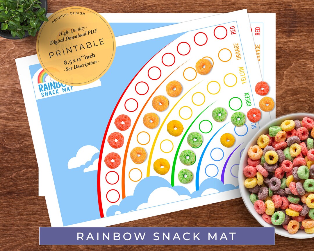 Rainbow Snack Mat | Color Sorting Activity | Printable Mat | Digital ...