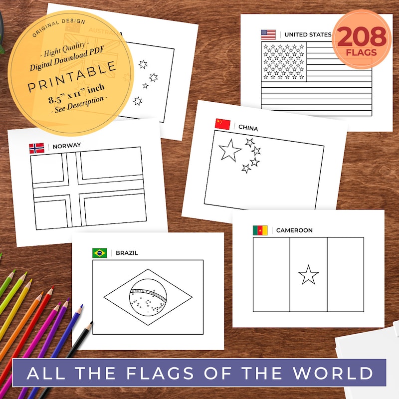 Word Flags Coloring - Etsy