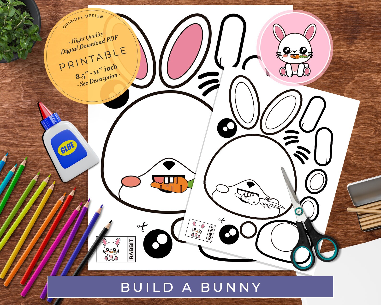 Easter Bunny Kid's Craft, Printable Easter Activity, Spring Classroom ...