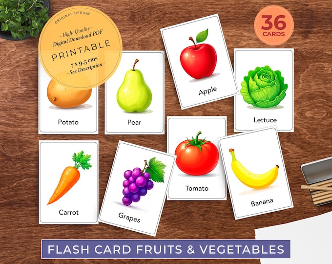FRUITS & VEGETABLES FLASHCARDS | Preschool Flash Cards | Real Pictures ...