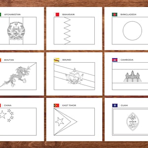 ASIA Flags Coloring Pages,flags of the Asia Continent Coloring Book ...